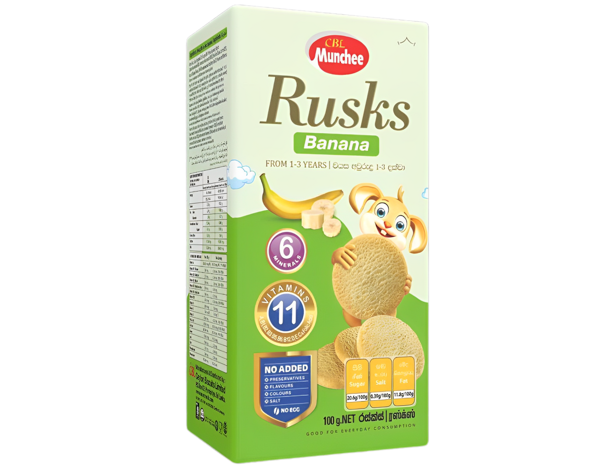 Munchee Baby Rusks (Banana) Biscuits - 100g — QBAY