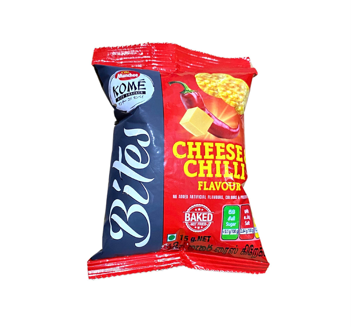 Munchee Kome Rice Cracker Bites Cheese & Chilli Flavour - 15g — QBAY